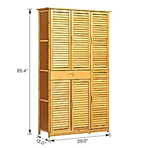 MoNiBloom Large Shoe Storage Cabinet Storage Organizer with Shutter Doors & 1 Drawer for More Than 40 Pairs Living Room Entryway Hallway Bedroom Living Room, Natural