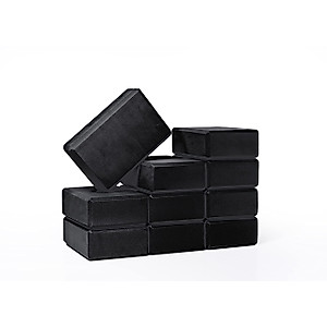 Hello Fit 3" Yoga Block, 10 Pack Bulk EVA Foam Yoga Blocks, Firm and Supportive Yoga Brick for Schools and Studios, Balance Foam for Stretching, Pilates, and Workout, 3" x 6" x 9", Black