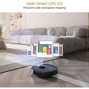 Geek Smart Robot Vacuum Cleaner and Mop L7, LDS Navigation, Wi-Fi Connected APP, Selective Room Cleaning, MAX 2700 PA Suction, Blue Ideal for Pets and Larger Home