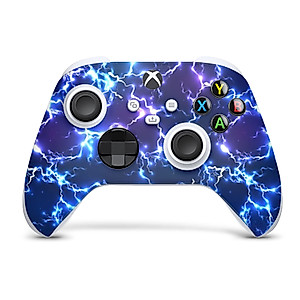 GNG Blue Electric Skins Compatible with Xbox Series X Console Decal Vinal Sticker + 2 Controller Set