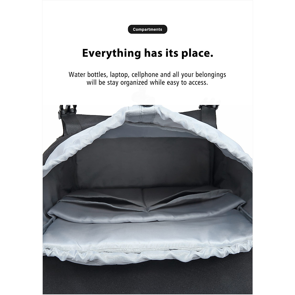 SansPeur FERDA Backpack, Casual Back Pack with Laptop Sleeve, designed for Work, Travel, School & College, Black