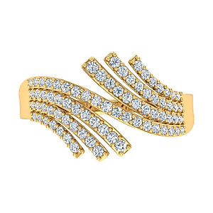 1/2 Carat Bypass Statement Diamond Ring in 10K Yellow Gold (Ring Size 9.25)