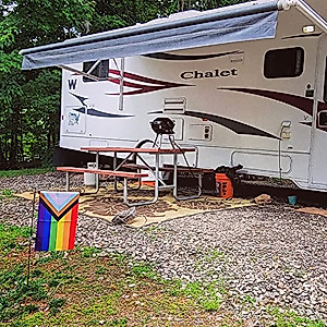 TOPFLAGS Progress Gay Pride LGBTQ Yard Garden Flag 12x18 Inch, Double Sided Rainbow LGBTQ Bisexual Flags for Decoration