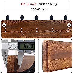 WEBI Coat Rack Wall Mount,Coat Hooks Wall Mounted,16’’ Hole to Hole,Wood Coat Hanger Wall,Hook Rack Rail,5 Triple Hooks for Hanging Coats,Jacket,Clothes