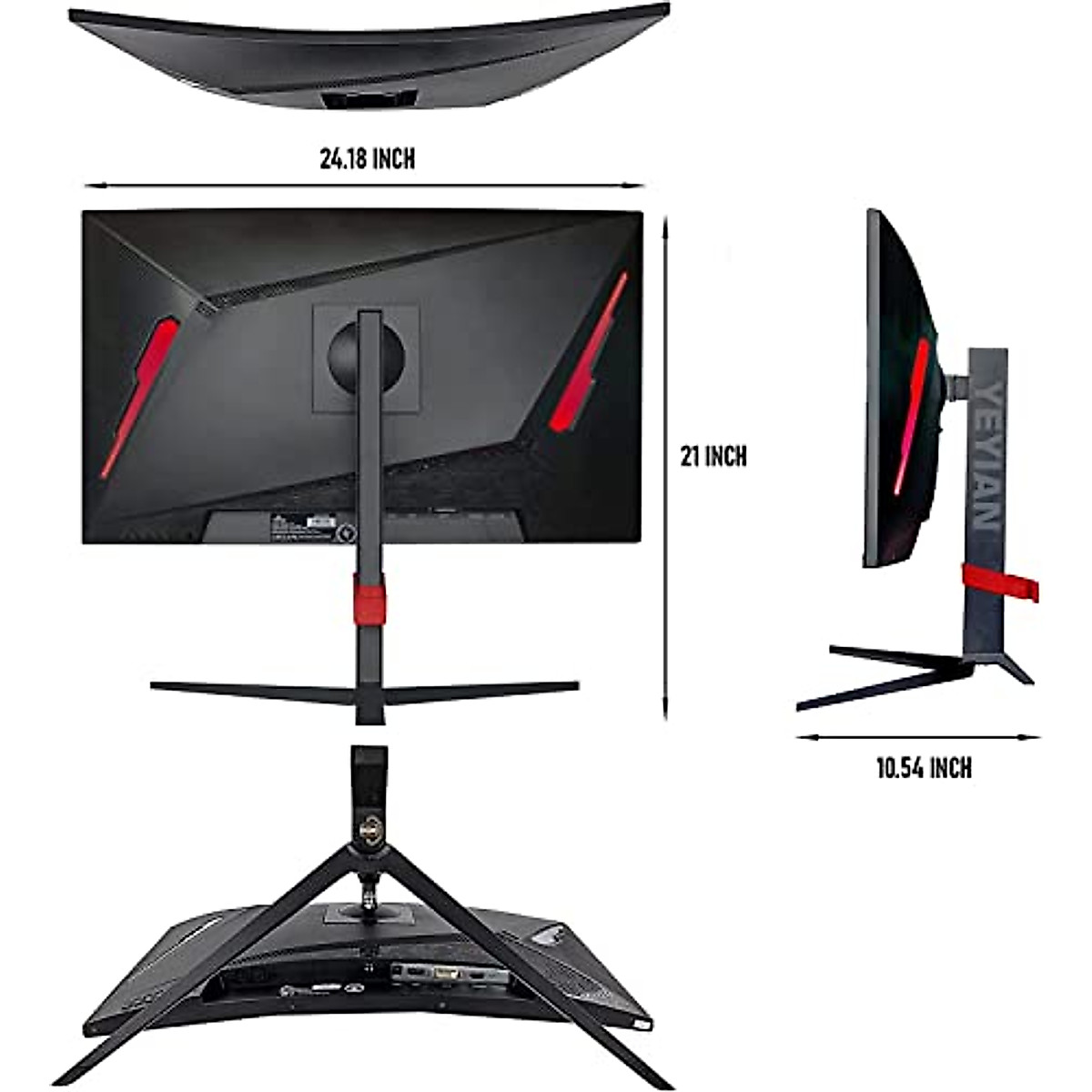 YEYIAN Sigurd 3001 27” Curved PC Gaming Frameless LED Multistand Monitor, 1080P HD, 165Hz, 1ms, 3000:1, 16:9, 178°, 16.7M Colors, G-Sync, FreeSync, DP/DVI/HDMI, Speaker, Tilt/Height/Pivot Adjustable