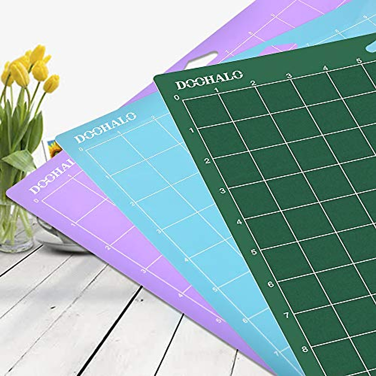 DOOHALO Cutting Mat for Cricut Maker and Cricut Explore Air2/One Smart Cutting Machine Expression 12 X 12 inch 3 Pack Replacement Variety Adhesive Vinyl Mats Lightgrip Standardgrip Stronggrip