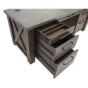 Martin Furniture IMJA680 Double Pedestal Desk, Brown