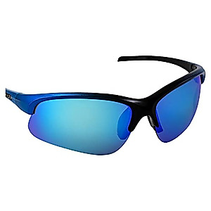 MAXX Domain Sport Golf Sunglasses Black and Blue with Polarized Blue Mirror Lens