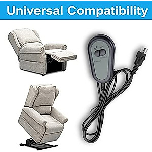 Tyenaza Recliner Chair Control, 2 Button Remote Hand Control Controller Replacement Electric Recliner Control for Electric Power Lift Sofa Chair