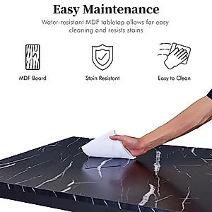 DZOVAD Black 5-Piece Dining Set, Kitchen Table Chairs Set of 4 for Kitchen & Dining Room, Dinette, Space-Saving with MDF Board Table Top, 4 Upholstered PU Leather Chairs, Metal Steel Frame