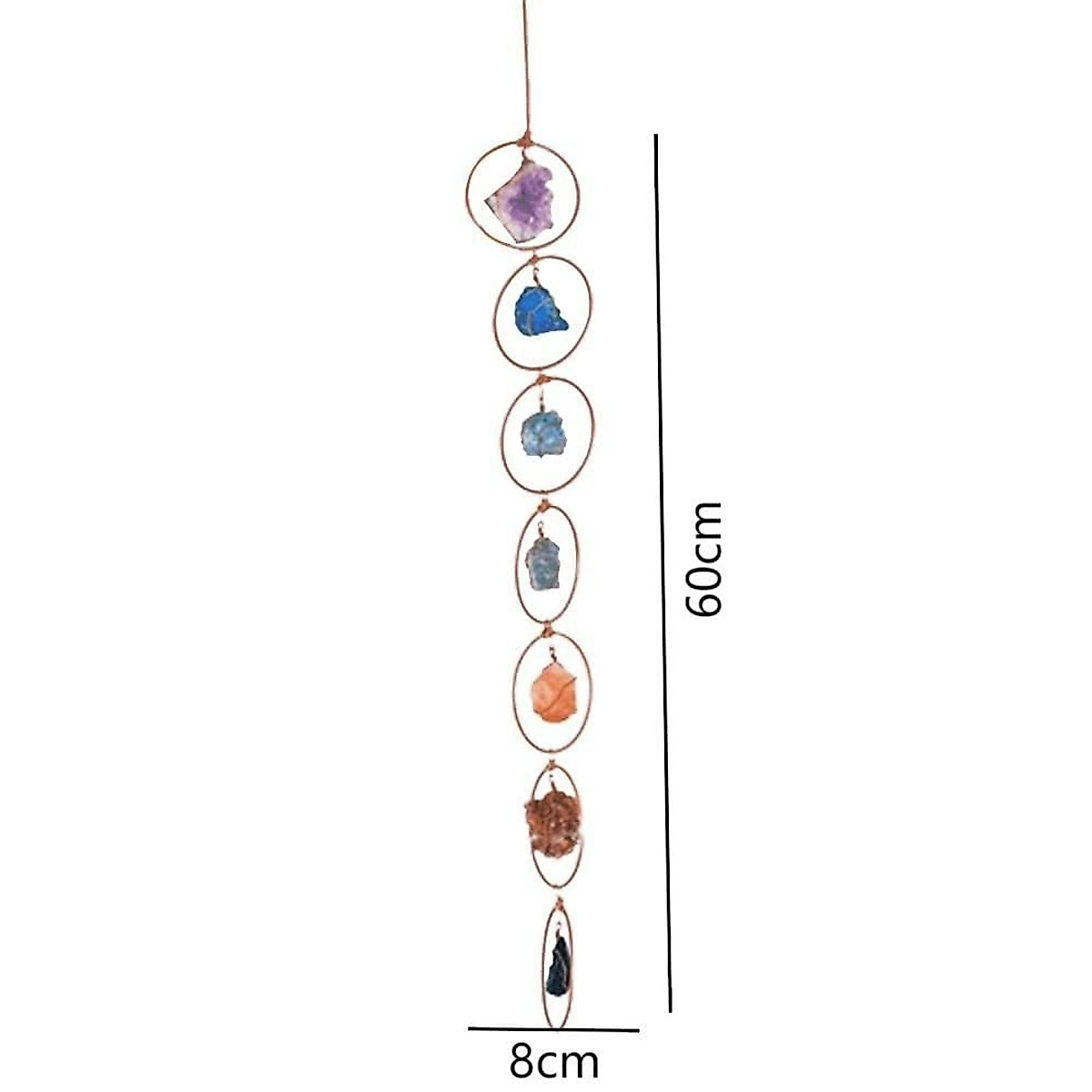 7 Chakra Stones Healing Crystals Wall Hanging, Gemstone Wall Hanger Decor Feng Shui Hanging Pendant Window Hanging Ornament for Good Luck Reiki Yoga Meditation Protection Mothers Day