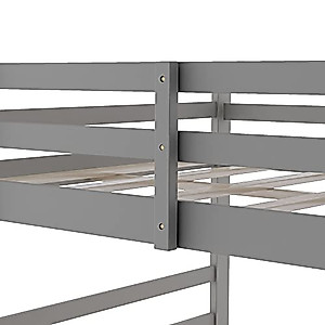 MERITLINE Wood Bunk Bed Twin Over Twin Bunk Beds for Boys and Girls, Simple Floor Twin Bunk Bed Frame with 2 Slats Sets and 2 Ladders, No Bunkie Board Needed
