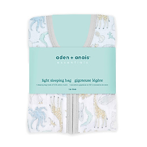 aden + anais Essentials Baby Sleeping Bag, 100% Cotton Muslin, Wearable Swaddle Blanket for Girls & Boys, Newborn Sleep Sack, TOG Rating 1.0, Little Big World, Large, 12-18 Months
