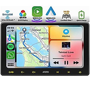 ATOTO F7 XE 10.1 Inch Double Din in-Dash Navigation, Wireless CarPlay & Android Auto, 1280 * 720 QLED Display, Mirror Link, Bluetooth, HD LRV, SXM, Quick Charge, USB/SD(Up to 2TB Storage), F7G211XE