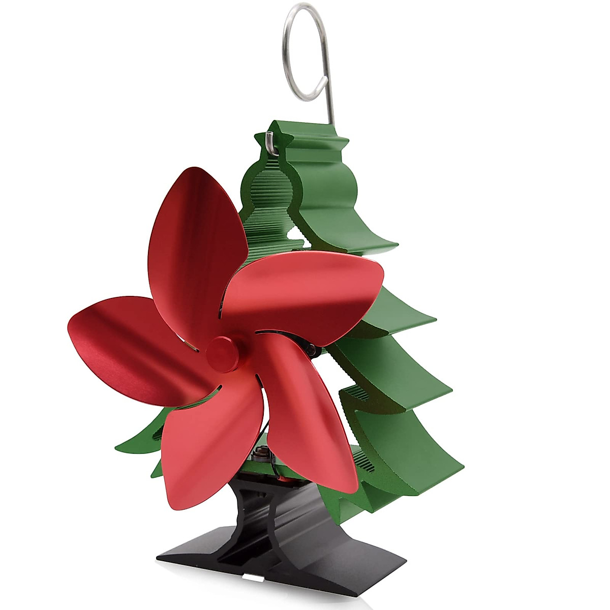 Aipoilk Heat Powered Wood Stove Fan Fireplace Fan for Wood Burner/Burning/Log Burner Fireplace & Stove, 5-Blade Christmas Tree Shaped Eco Wood Stove Fan Silent, Stove Top Fan