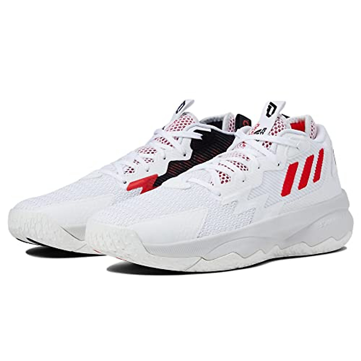 adidas Unisex Dame 8 Basketball Shoe, White/Vivid Red/Core Black, 9 US Men