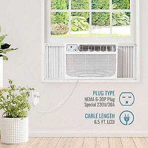 Keystone 24,000 BTU Window Air Conditioner with Dehumidifier and Supplemental Heat, 230V, Window AC for Extra Large Rooms up to 1500 Sq. Ft. with Remote Control, 3 Speeds, and Washable Filter, White