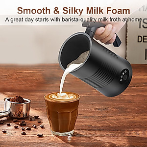 GAOCO Electric Coffee Milk Frother, Milk Steamer Soft Foam Maker with Two Whisks for Frothing and Heating Milk, 4 IN 1 Multifunction for Hot & Cold Froth, Automatic off & Easy Cleaning