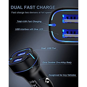 Phone Car Charger, Dual Port Cigarette Lighter Adapter + 2Pack-3FT Lightning Cables Fast Charging for iPhone 14 13 12 Pro Max Mini 11Pro 10 SE X XR XS Max 8, Lightening Wire 3FT + Car Phone Cargador