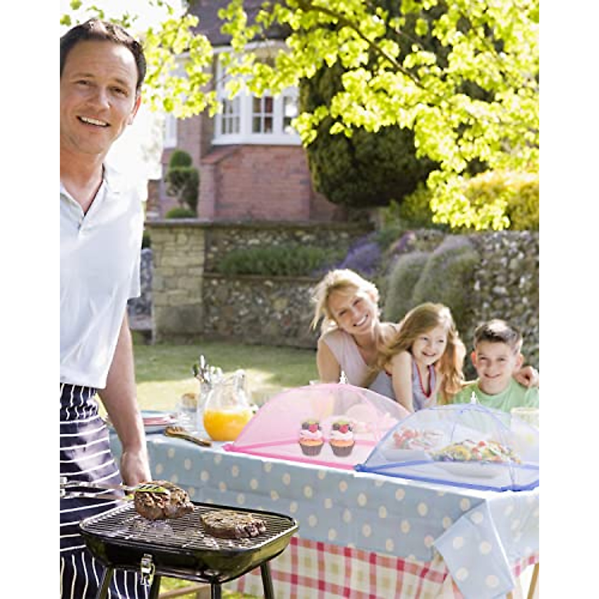 Comforer Food Cover Mesh Food Tent, 17 Inches, Nylon Covers, Pop-Up Umbrella Screen Tents, Collapsible and Reusable Patio Bug Net for BBQ, Picnics, Parties, Camping, Outdoor - 6 Colors