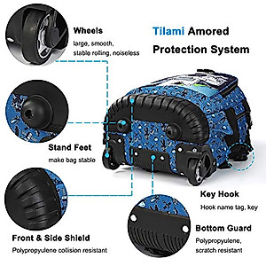 Tilami Rolling Backpack 19 inch Wheeled Cute LAPTOP Boys Girls Travel School Student Trip,Astronaut Black