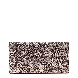 Kate Spade New York Pink Glitter Sunset Lane Milou Wallet Clutch + Chain