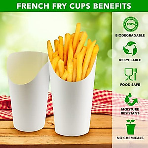 Green Direct White 16 oz. French Fry Cups Disposable Paper Cup | Charcuterie Cups Disposable French Fry Holder | Paper Cups French Fries Holder Pack Of 50 Appetizer Cups