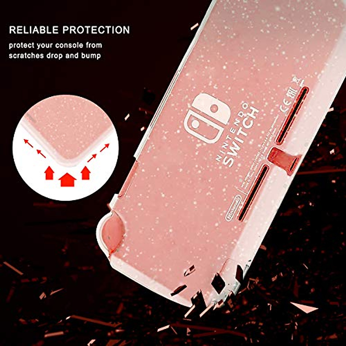 Moxiaomo Protective Case, Liquid Crystal Glitter Bling Soft TPU Cover with Shock-Absorption and Anti-Scratch Protective Case-for Nintendo Switch Lite 2019