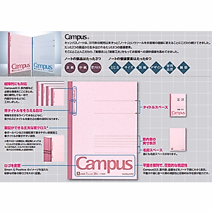 KOKUYO Campus Notebook, A 7mm Ruled, Semi-B5, 30 Sheets, 30 Lines, Pink, Pack of 3, Japan Import (NO-3ANX3)