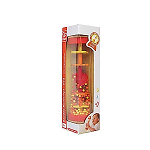 Hape Beaded Raindrops | Mini Wooden Musical Toddler Instrument, Shake & Rattle Rainmaker Toy, Red