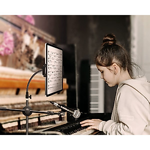 elitehood iPad Stand & Boom Mic Stand, Height Adjustable iPad Microphone Holder Stand, Tablet Microphone Tripod Stand for Singing, Compatible with iPad Pro Air Mini and 4-12.9’’ Phones & Tablets