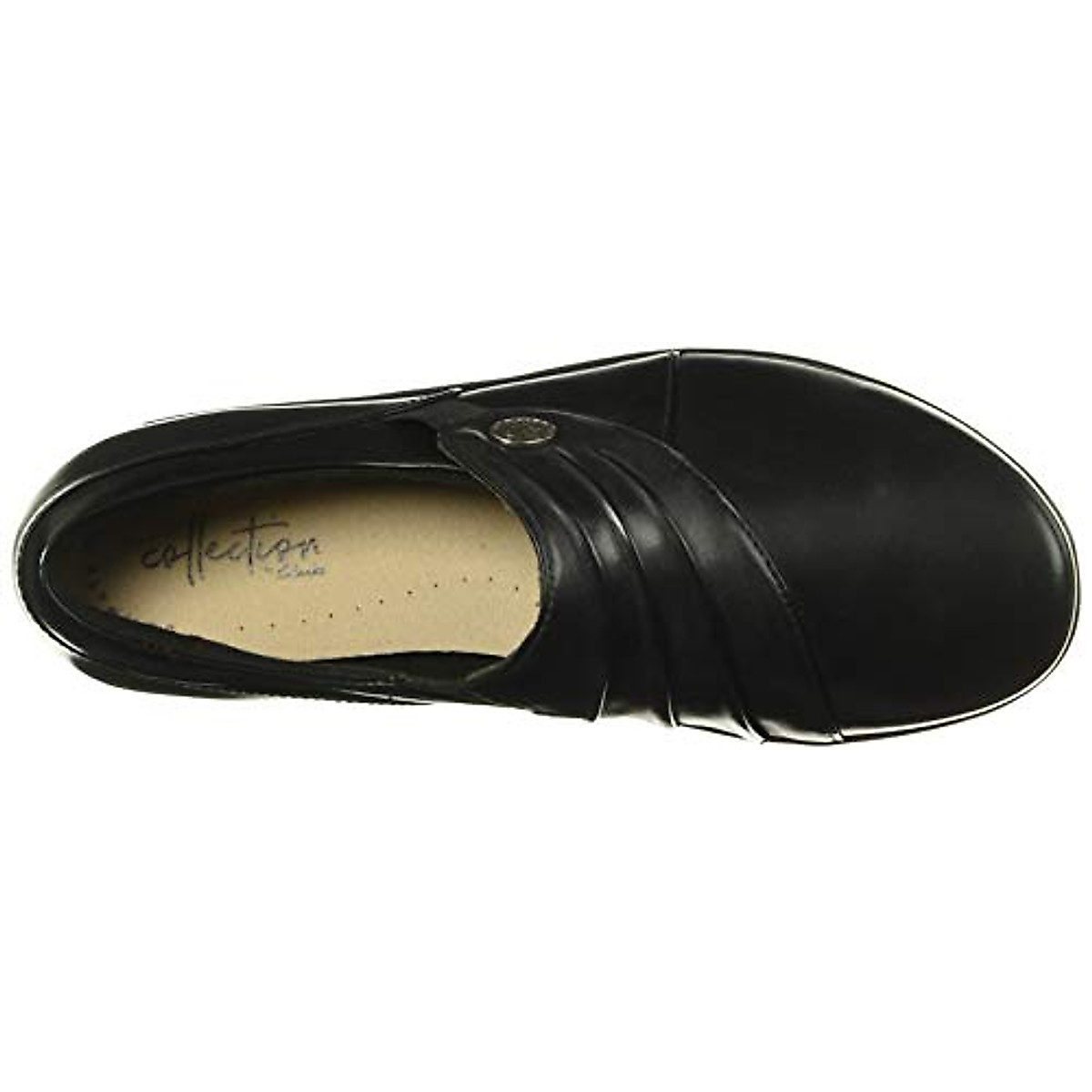 Clarks Women's Hope Roxanne Loafer, Black Leather, 9.5 W US