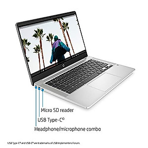 HP Chromebook 14 - 14" HD Non-Touch Intel Pentium Silver N5000, Intel UHD Graphics 605, 4GB RAM, 64GB eMMC, WiFi, Bluetooth, Audio by B&O, Chrome OS (Renewed)