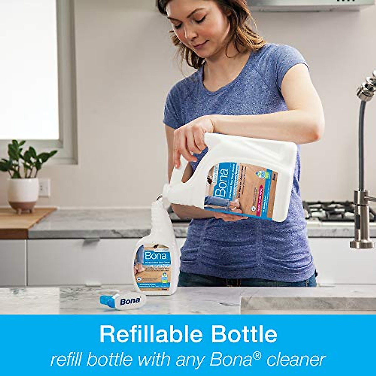 Bona PowerPlus Hardwood Floor Deep Cleaner Spray - 32 fl oz - Refillable - Oxygenated Formula and Residue-Free Floor Cleaning Solution - for Wood Floors
