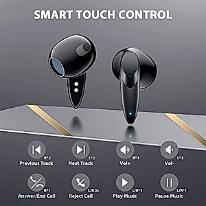 ACAGET Stereo Wireless Earbuds for Samsung Galaxy S23 S22 S21 Ultra A53 A54 5G, 50H Playtime Bluetooth Headphones LED Digital Display Earphone with Charging Box Headset for Cell Phone Laptop TV Black