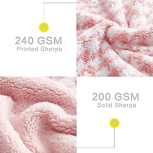 Betsey Johnson- Throw Blanket, Ultra Soft Plush Sherpa Home Décor, Reversible All Season Bedding (Houndstooth Pink, 50 x 60)