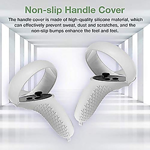 Cover Set for Oculus Quest 2,Touch Controller Grip Cover,Quest Lens Cover,Lens Protect Cover for Oculus Quest 2,Anti-Throw Sweatproof Handle Protective Sleeve (White)