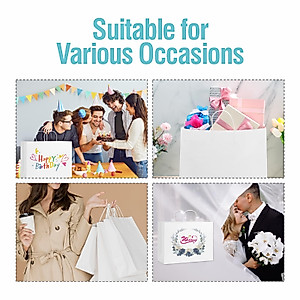 woric 120 PCS White Paper Bags with Handles, 16 x 6 x 12 inch Large Gift Bag Bulk Shopping Bags for Grocery Small Business Stocking Stuffers