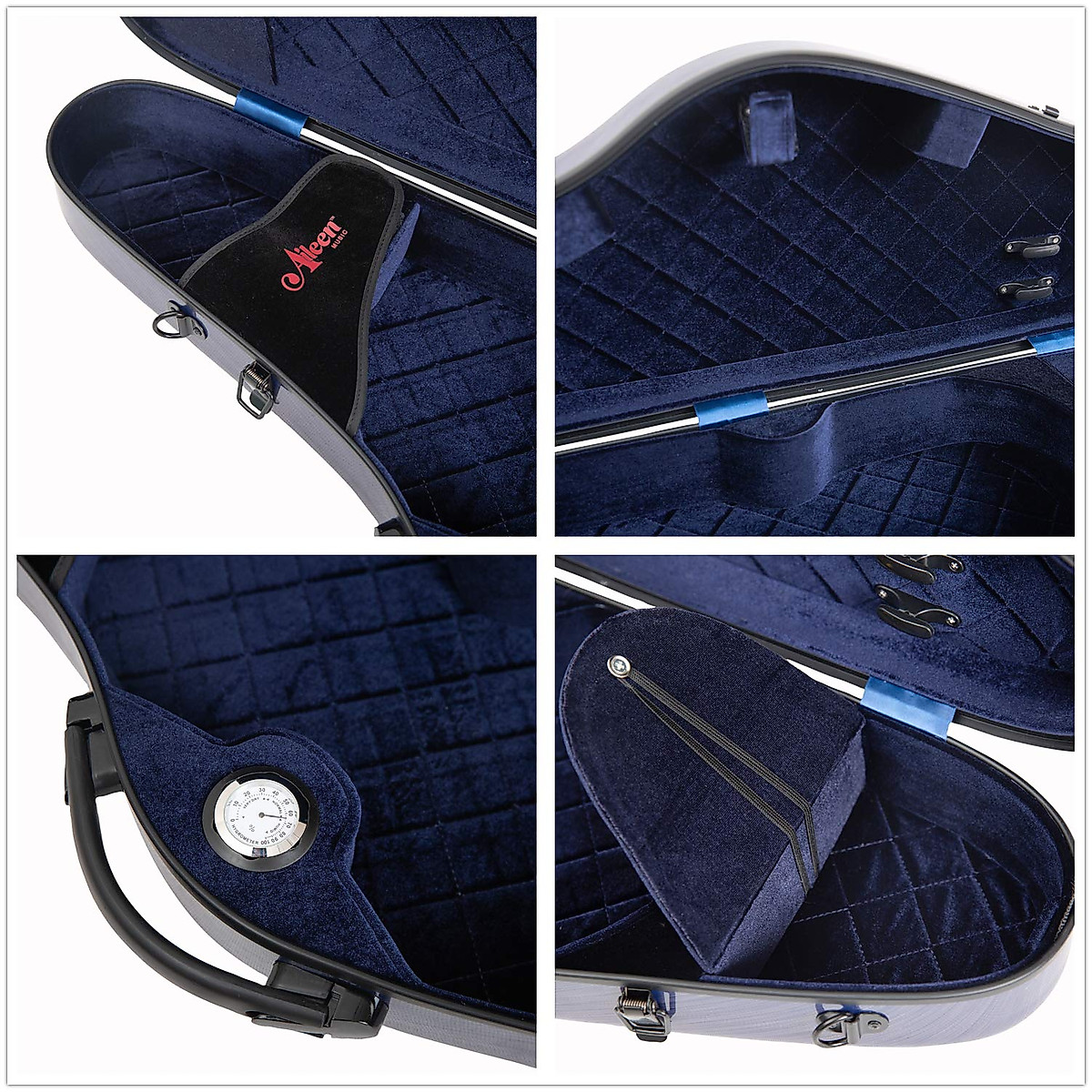 Aileen CSV-F18 Violin Hard Case 4/4 Full Size Luxury with Hygrometer Suspension, Purple