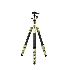 MeFOTO Backpacker S Lightweight 54.7" Aluminum Travel Tripod/Monopod w/Case, Twist Locks, Dual Action Ballhead w/Arca Swiss Plate for Mirrorless/DSLR Sony Nikon Canon Fuji - Aluminum Green (BPSAGRN)