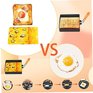 Egg Ring Egg Pan 2PCS Non-stick 4 Inch Square Egg Rings for Frying Eggs with Silicone Handle, Stainless Steel Square Egg Mold for Breakfast Type1