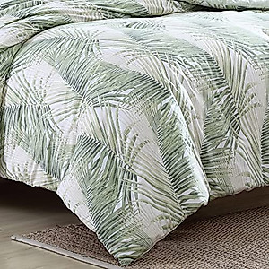 Tommy Bahama - Queen Comforter Set, Reversible Cotton Bedding with Matching Shams & Bonus Throw Pillows, All Season Home Decor (Kauai Green, Queen)