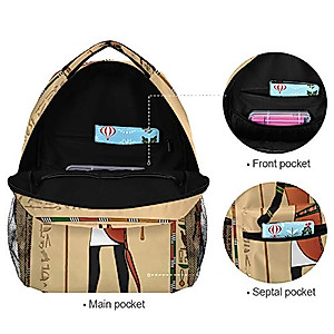 AUUXVA Backpack Antique Egypt Egyptian Cuneiform Travel Daypack Large Capacity Rucksack High School Book Bag Computer Laptop Bag for Girls Boys Women Men