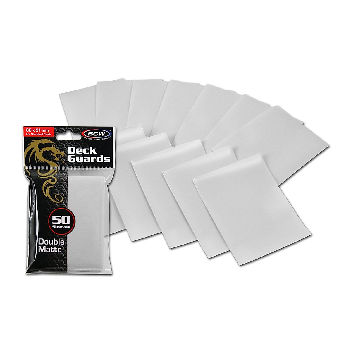 Deck Guard BCW 100ct White Matte Finish for Stardard Size Collectable Cards - Deck Protector Sleeves [2-Pack Bundle]