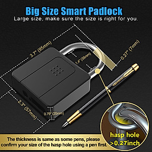 Key Padlock with Fingerprint Bluetooth App eLinkSmart Combination Lock: Large Padlock for Truck Gate Footlocker Gym Locker Outdoor ​Waterproof Heavy Duty Support iOS Watch