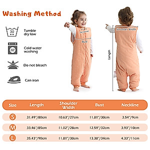 LAT Baby Sleep Bag with Feet Winter,Sleeveless Nightgowns Wearable Blanket with Legs,Warm Sack for Infant Toddler Thicken 2.5 TOG-Sleepsuit,1-6T(Orange White Heart,L/100)