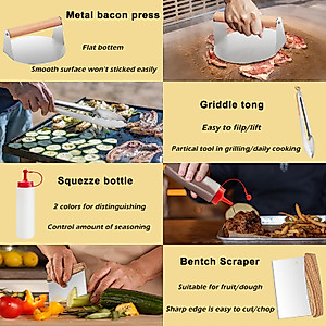 Griddle Accessories Kit of 18, HaSteeL Stainless Steel Teppanyaki Tools for Flat Top Outdoor Picnic Grilling Camping Cooking, Melting Dome, Metal Spatula, Burger Press, Easy to clean & Screwdriver