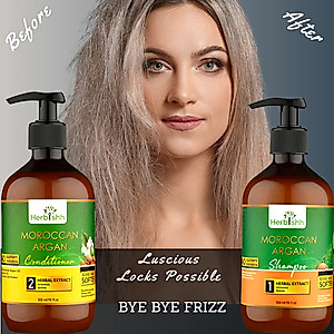 Herbishh Hair Color Shampoo Black + Moroccan Argan Hair Shampoo + Argan Hair Conditioner Kit