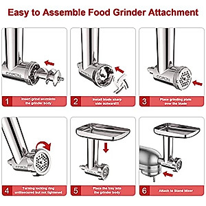 Meat Grinder Attachment for Kitchenaid Stand Mixer, Stainless Steel Kitchenaid Meat Grinder Attachment with 3 Sausage Stuffer Tubes 4 Grinding Plates, Dishwasher Safe Meat Grinder Kitchenaid by Cofun