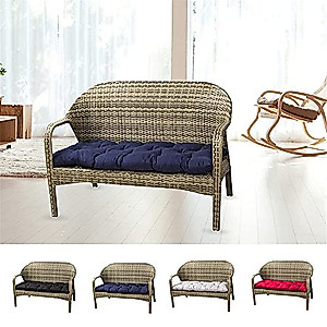 Yddsky Waterproof Indoor/Outdoor Garden Bench Seat Cushions,Thicken Patio Bench Soft Rocking Chairs Pad Lounger Seat for Wicker Loveseat Settee（59 X 19.6 in，Navy）